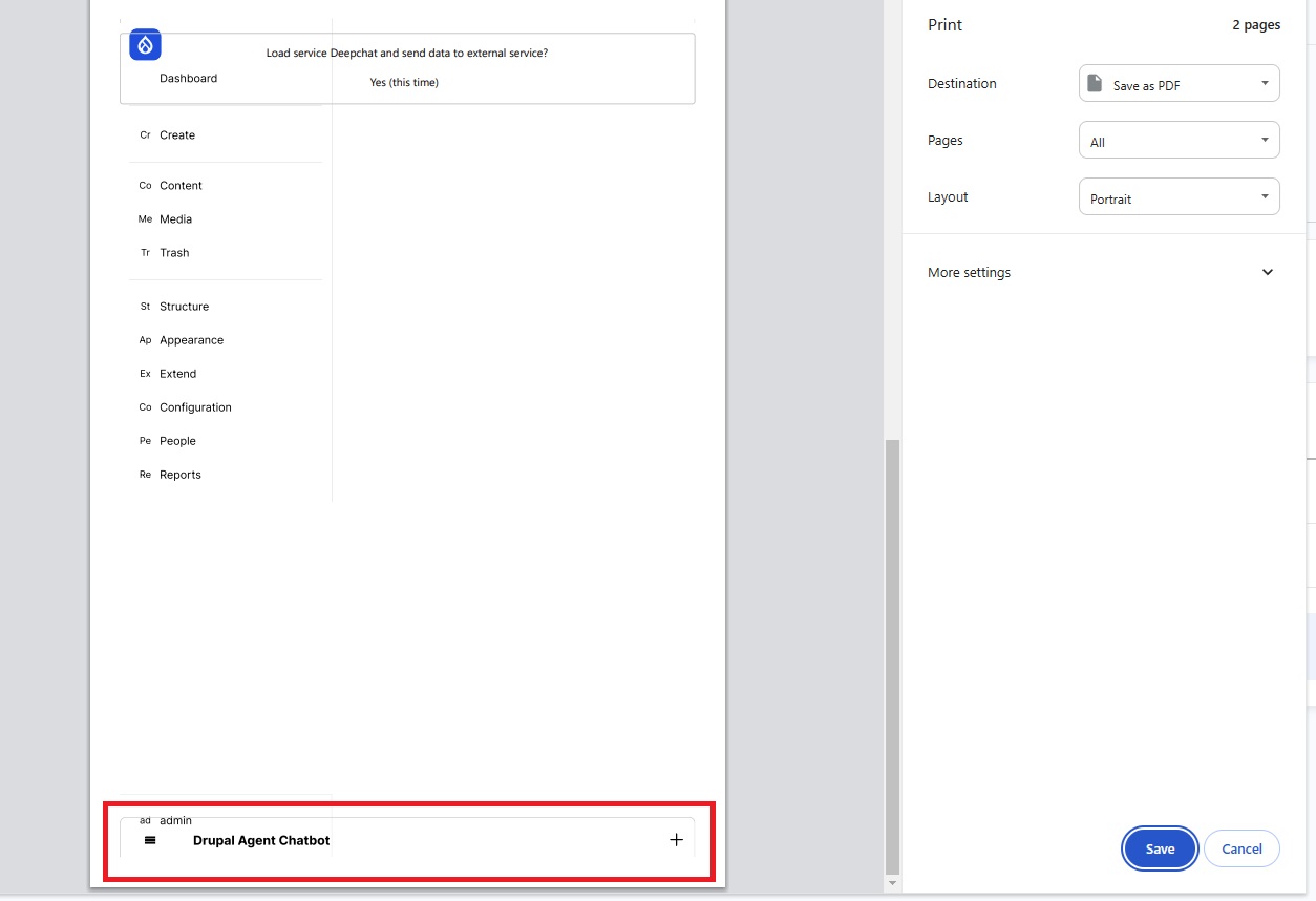 The Chatbot should be hidden in print versions of the page [#3500329] | Drupal.org